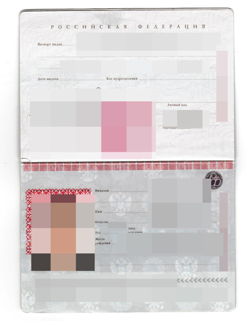 Inlandspass (Russland) - Übersetzungsmuster